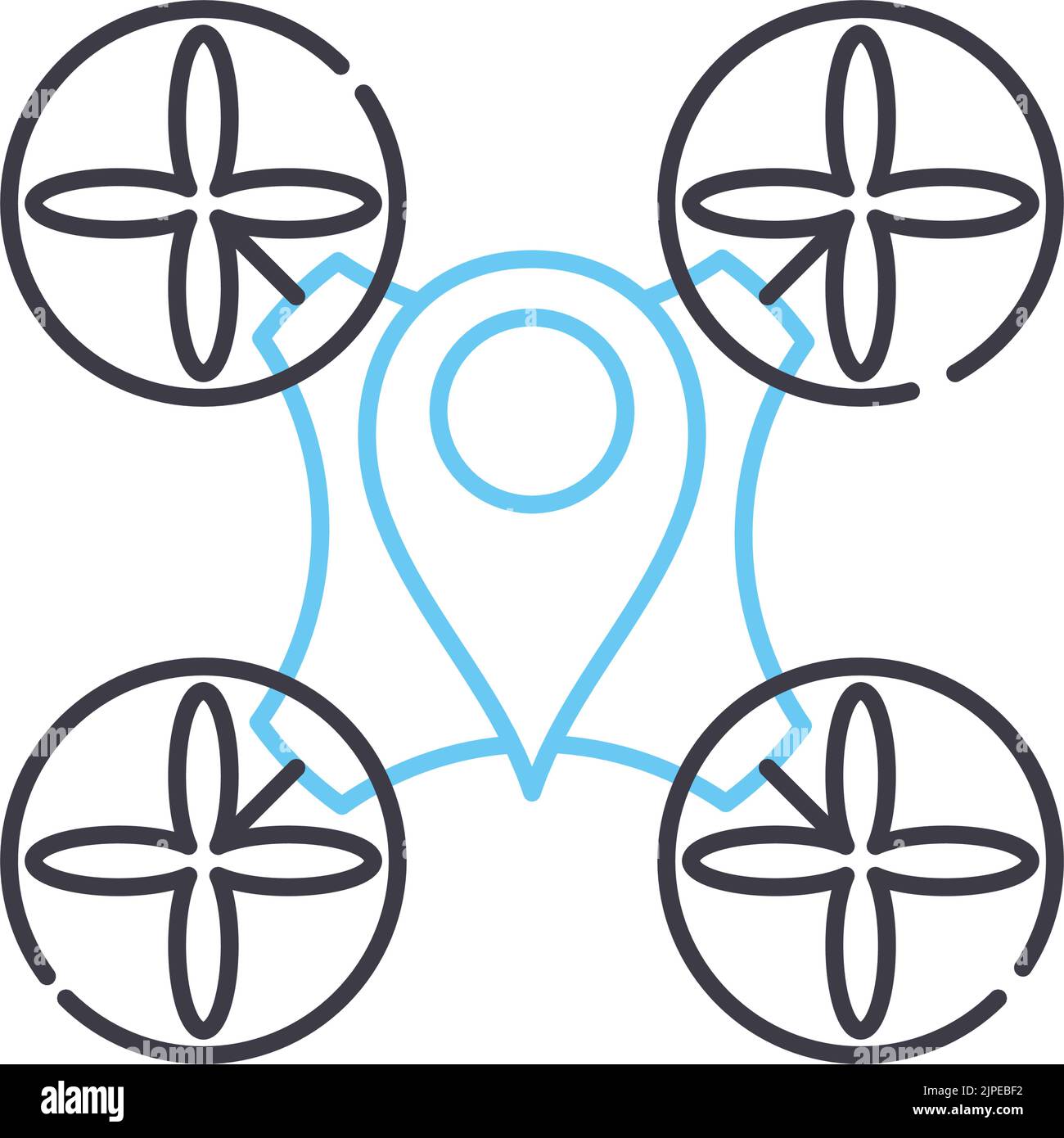 gps drone logistics line icon, outline symbol, vector illustration ...
