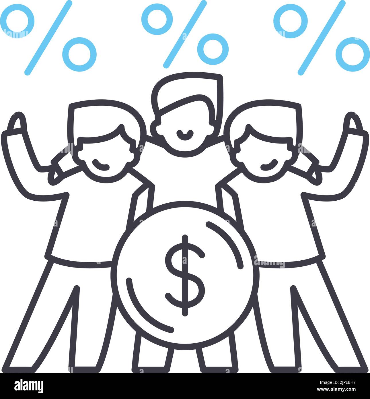 group prices line icon, outline symbol, vector illustration, concept ...