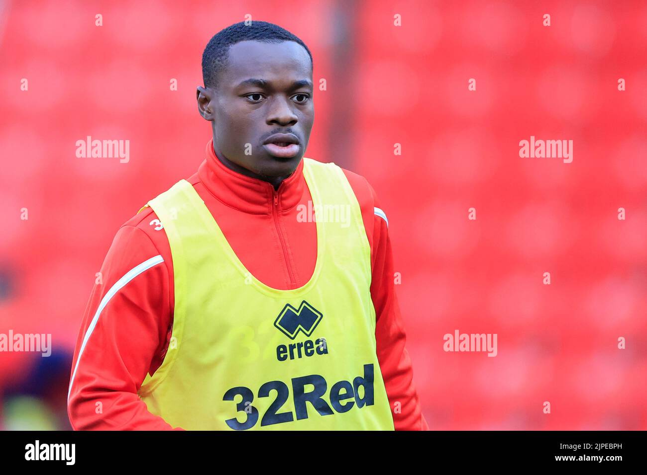 Marc Bola #27 of Middlesbrough during the warm up for the game Stock ...