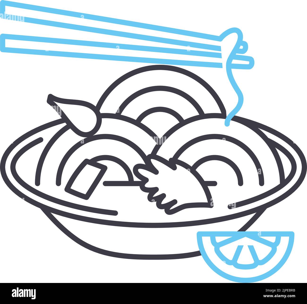 pad thai line icon, outline symbol, vector illustration, concept sign ...