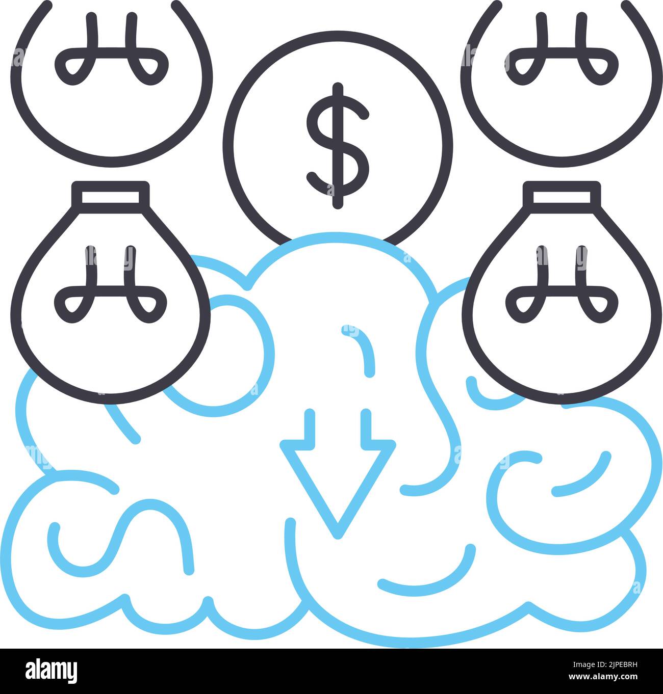 investment thinking line icon, outline symbol, vector illustration ...