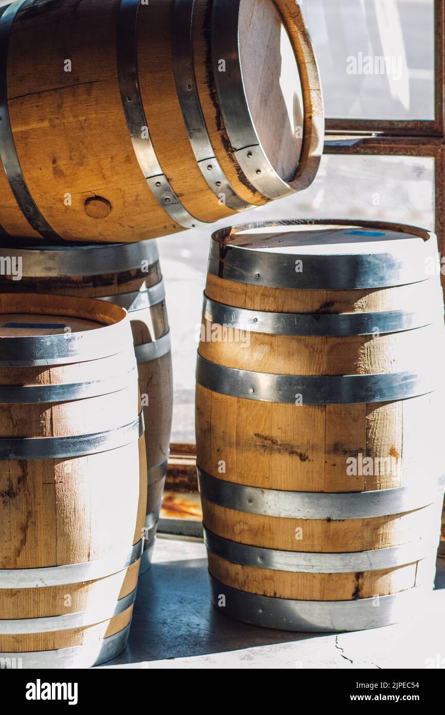 15 gallon American oak whiskey barrels Stock Photo - Alamy