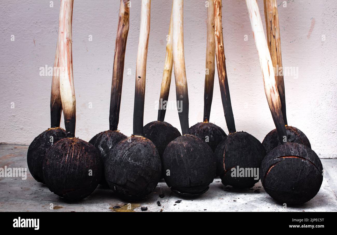 View of burnt coconut filled with sweet stuffing which is a traditional ...