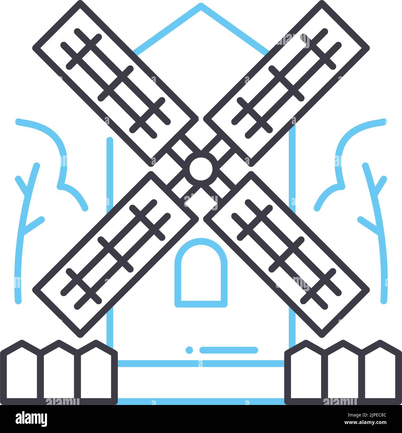 windmill line icon, outline symbol, vector illustration, concept sign ...