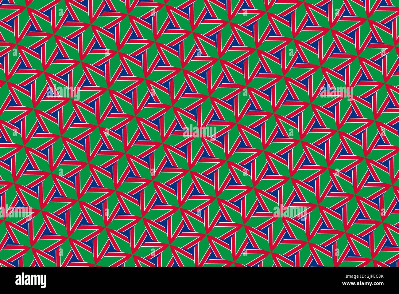 Geometric pattern in the colors of the national flag of Namibia. The ...