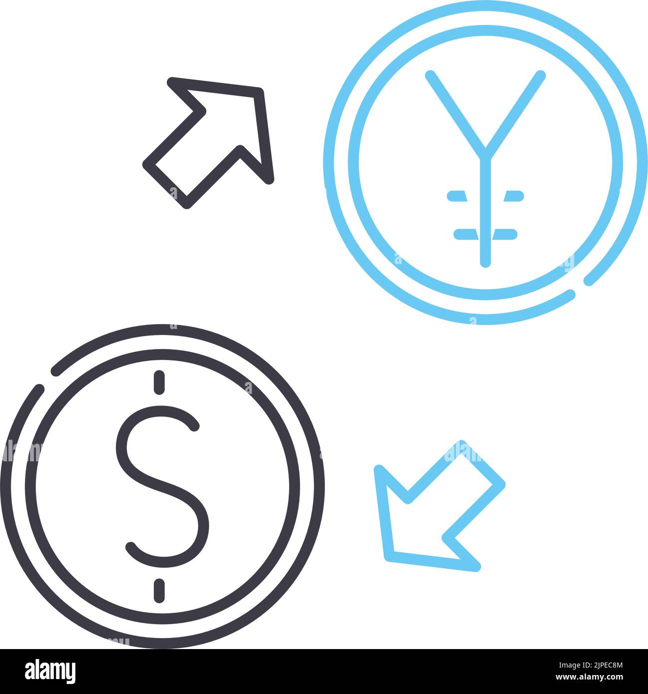 foreign exchange line icon, outline symbol, vector illustration ...