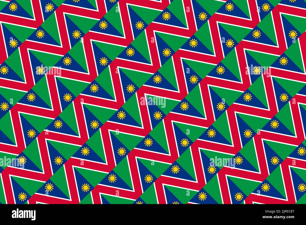 Geometric pattern in the colors of the national flag of Namibia. The ...