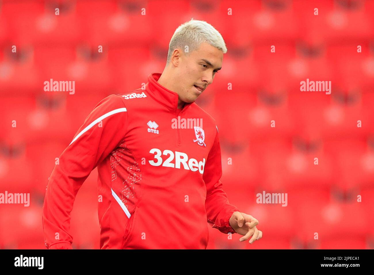 Matthew Hoppe #13 of Middlesbrough during the warm up for the game ...