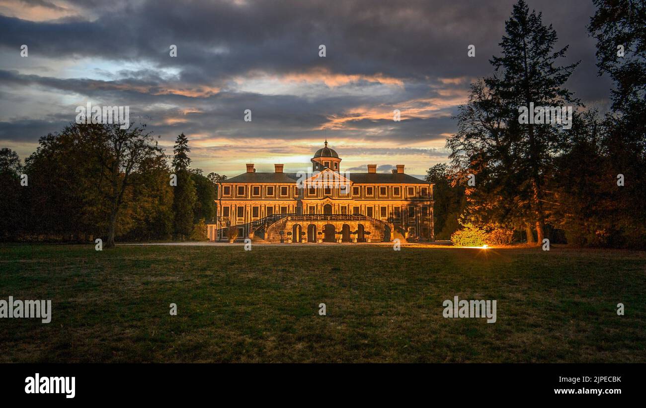 A panoramic shot of "Schloss Favorite Rastatt" castle in Germany Stock ...