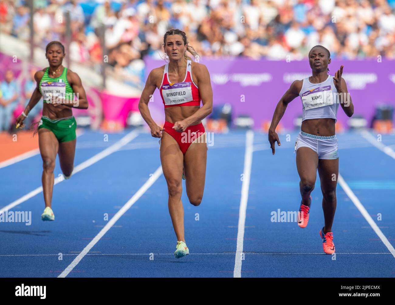Charlotte Windfield of Malta Kadiatu Kanu of Sierra Leone competing in ...