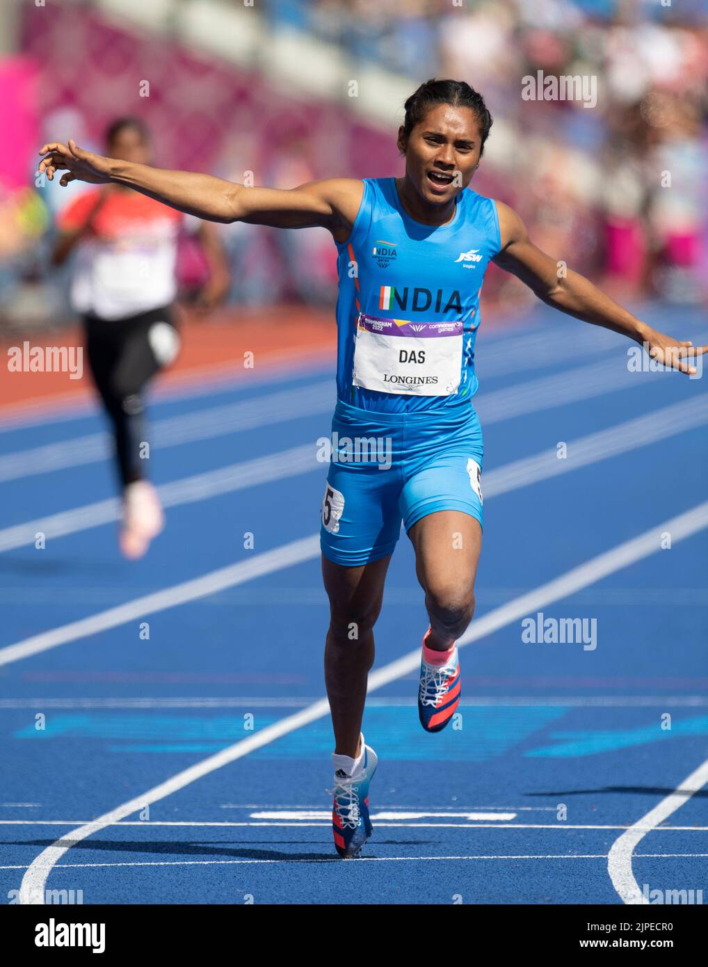 Hima Das of India competing in the women’s 200m heats at Commonwealth ...