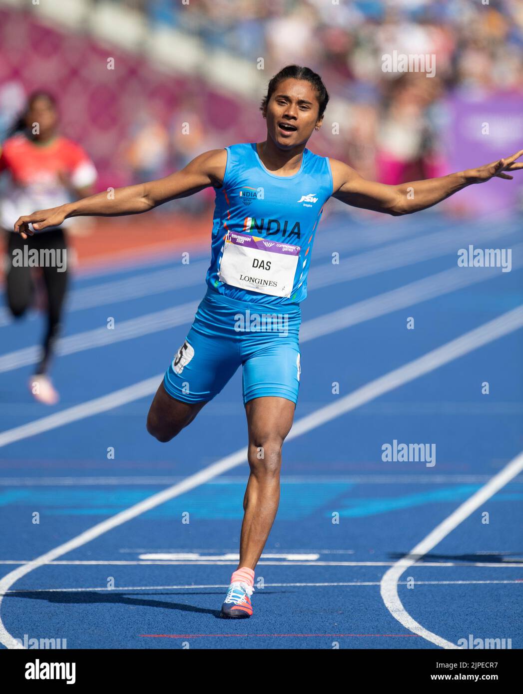Hima Das of India competing in the women’s 200m heats at Commonwealth ...