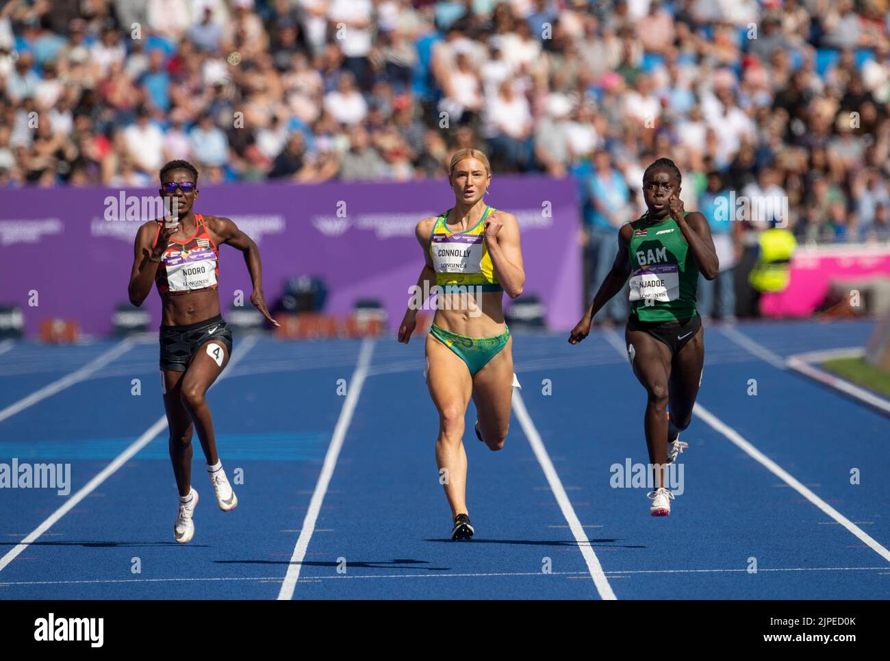 Milicent Ndoro, Ella Connolly and Wurrie Njadoe competing in the women ...
