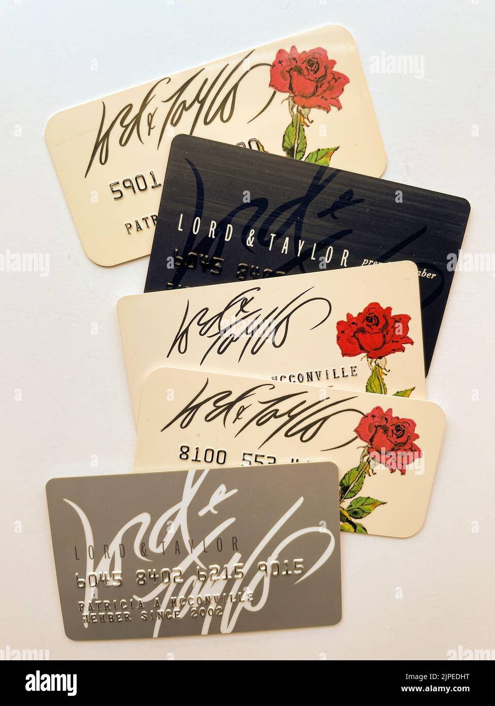 Vintage Lord & Taylor plastic credit cards still life, USA Stock Photo ...