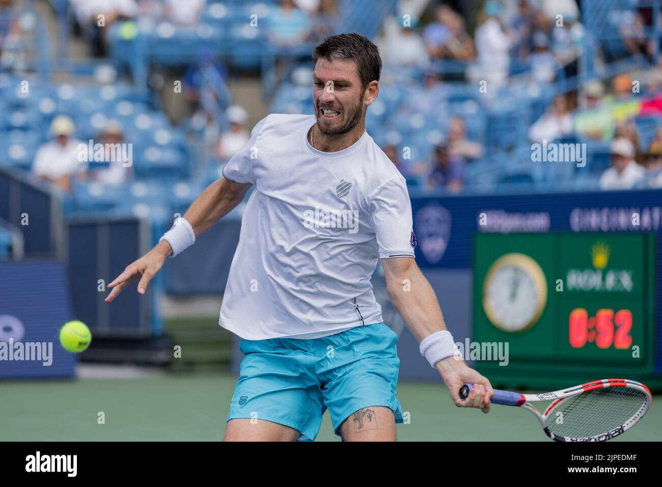 Mason, Ohio, USA. 17th Aug, 2022. Cameron Norrie (GBR) hits a forehand ...