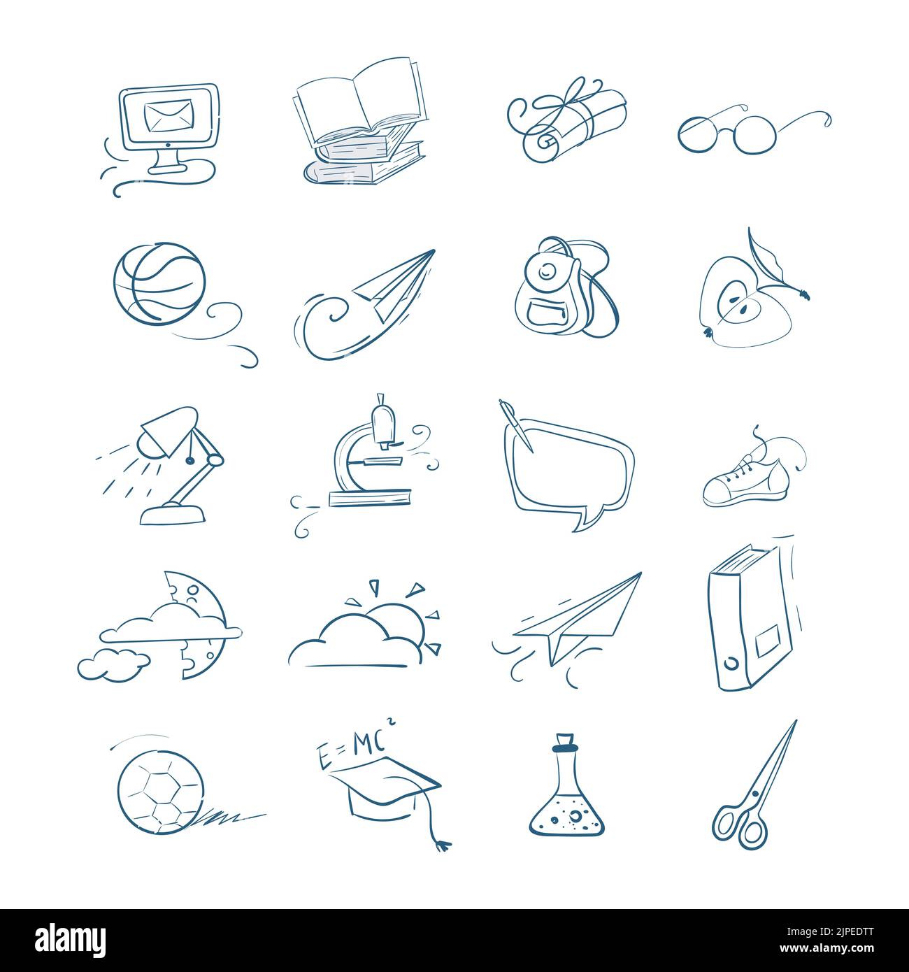 Set of education doodle vector illustration in cute freehand drawn ...