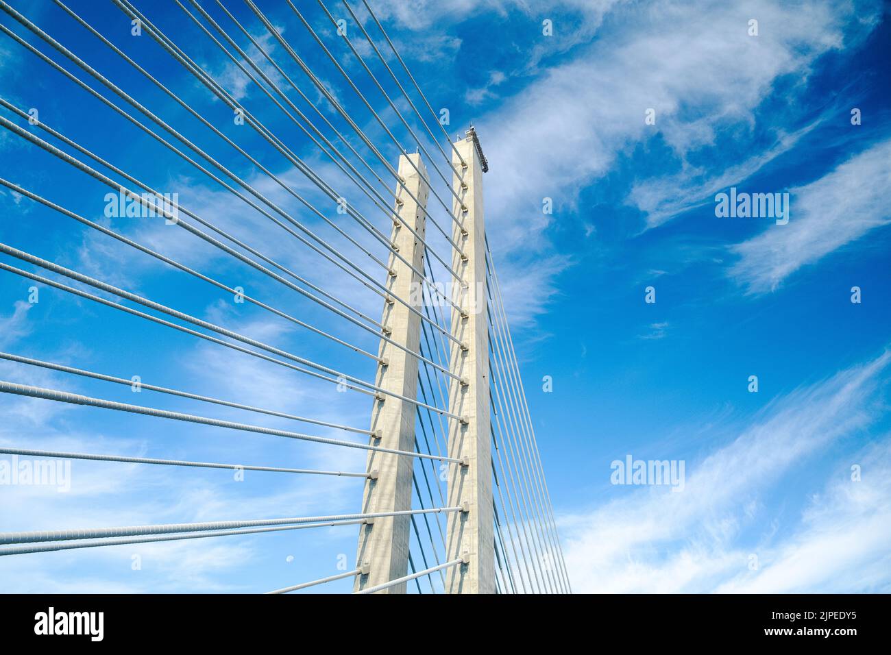Cables and tower of a cable-stayed bridge Stock Photo - Alamy