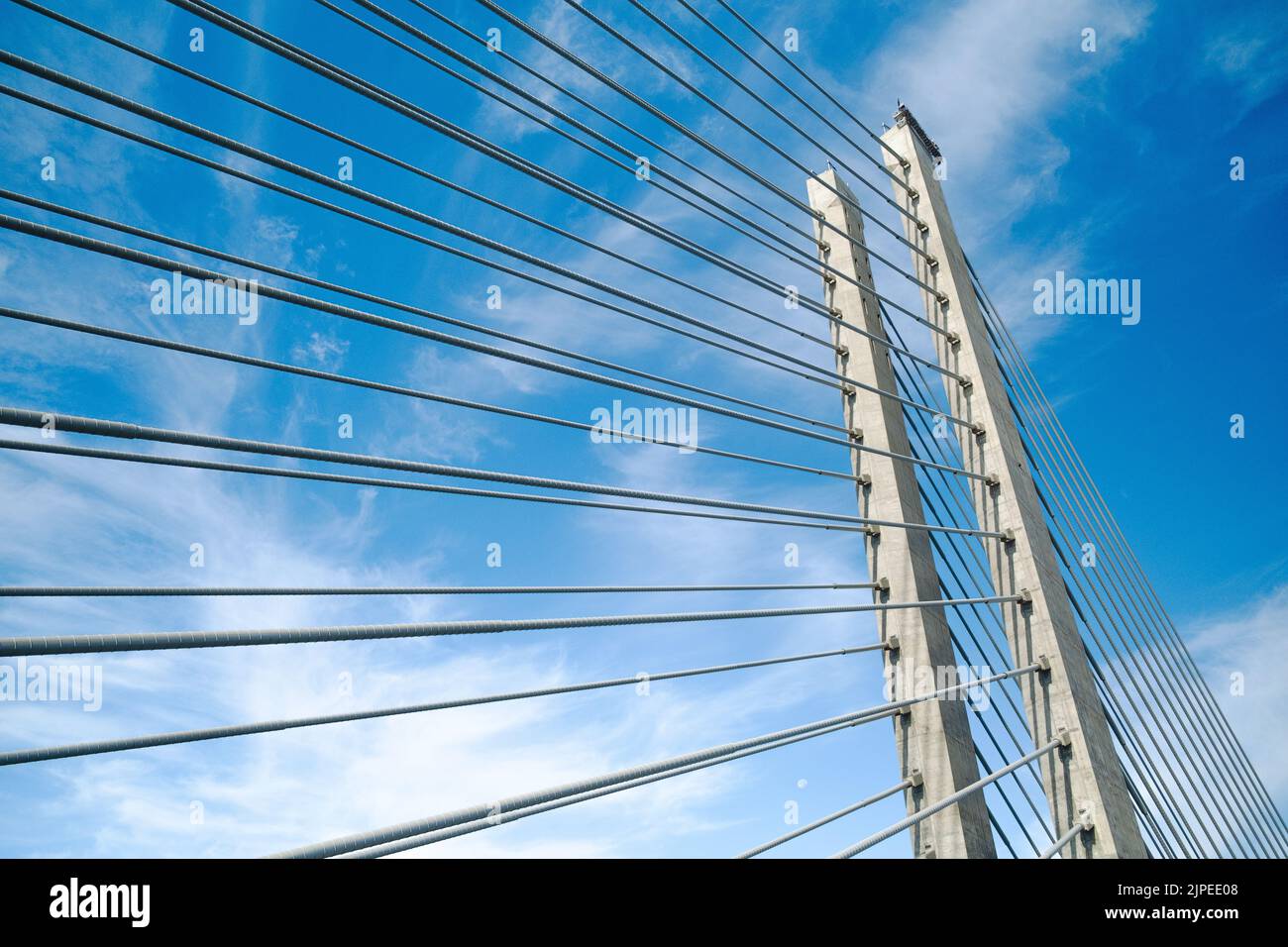Cables and tower of a cable-stayed bridge Stock Photo - Alamy