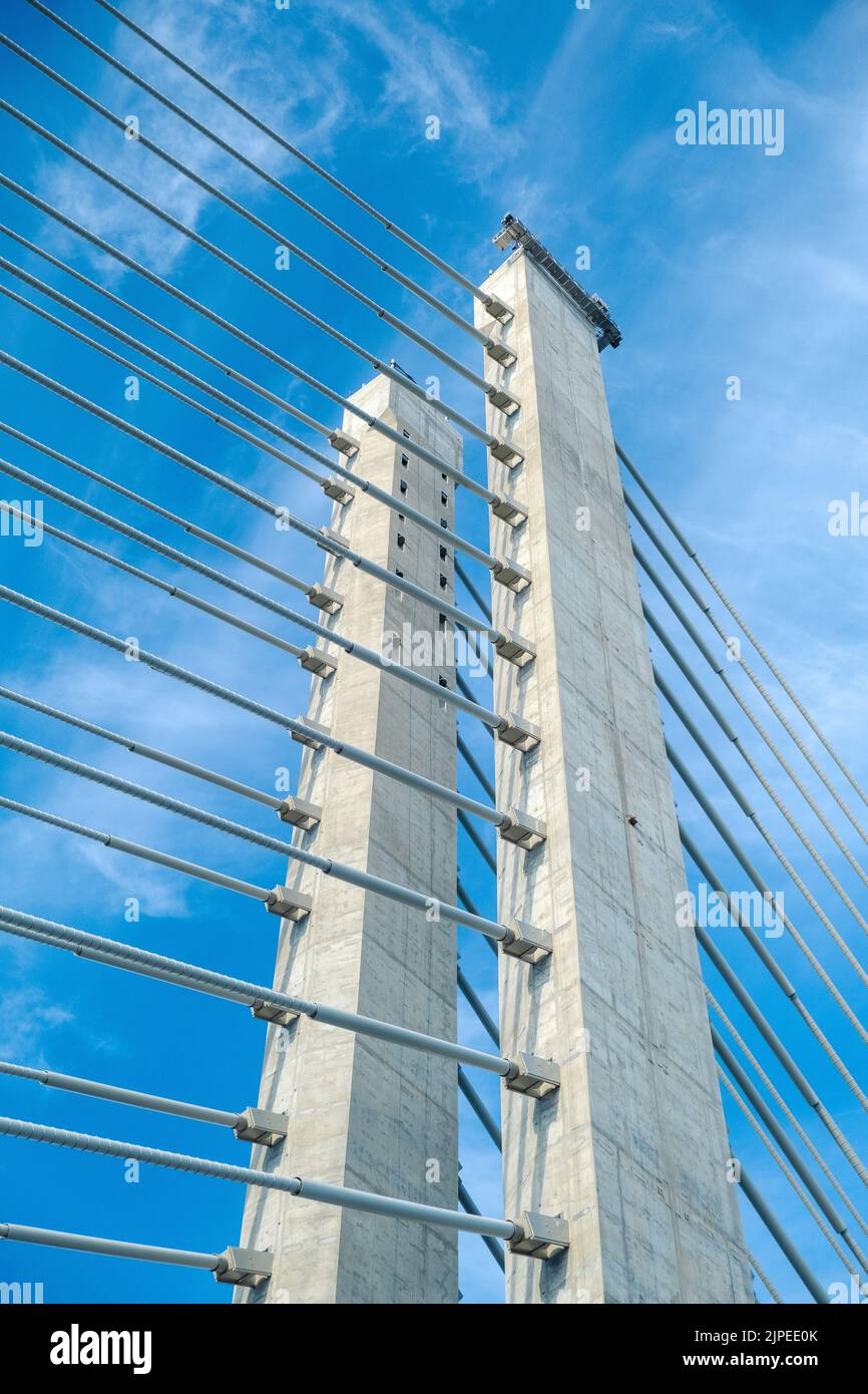 Tower of a cable-stayed bridge Stock Photo - Alamy