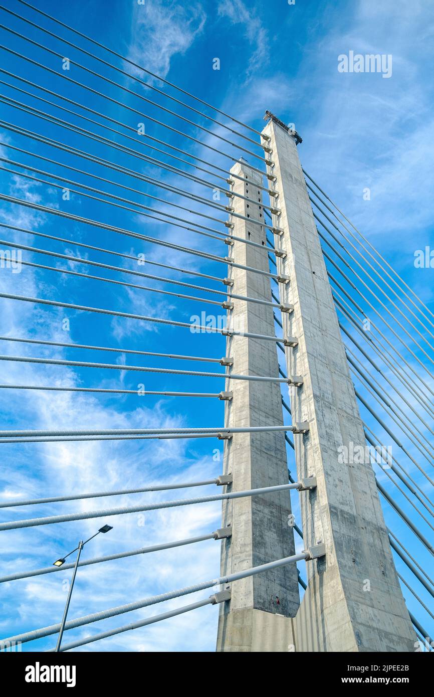 The tower of a cable-stayed bridge Stock Photo - Alamy