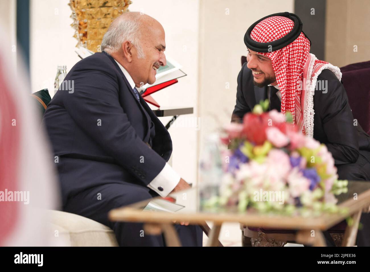 Jordan’s Prince Hassan (left) talks with his grand nephew Crown Prince ...