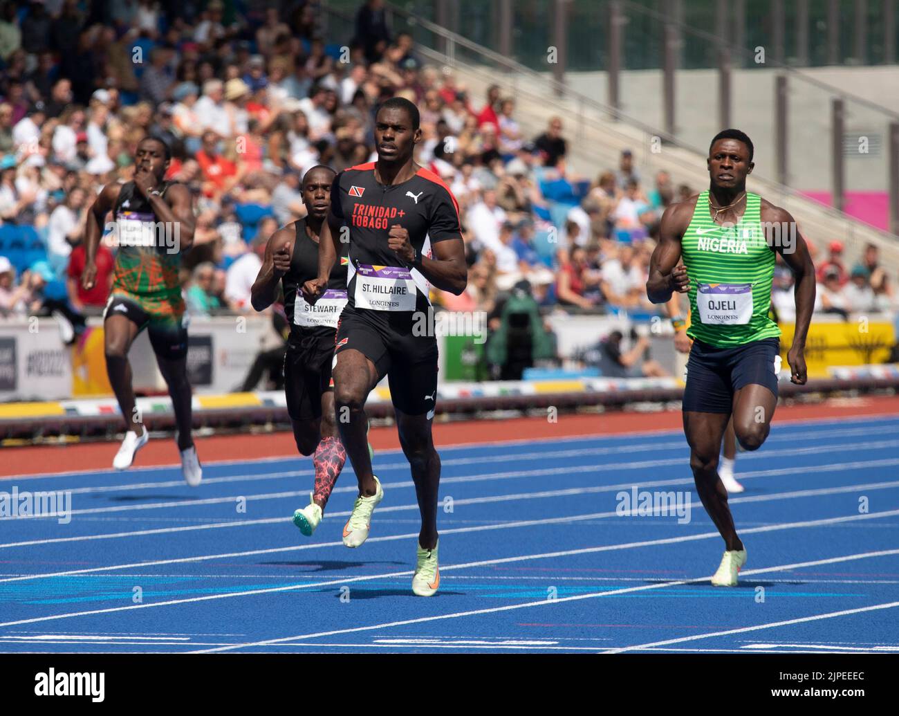 Dwight St. Hillaire of Trinidad and Tobago competing in the men’s 200m ...