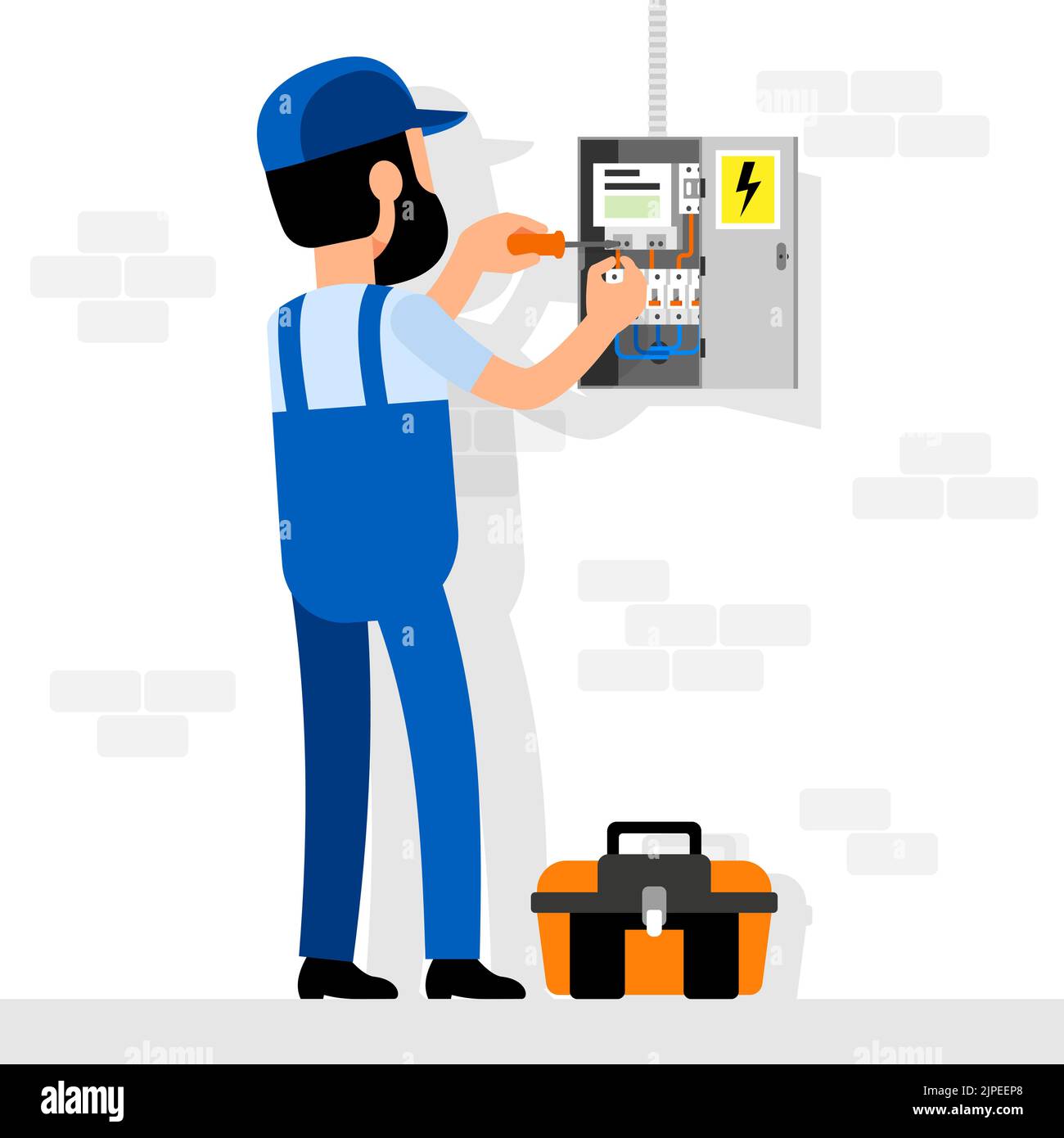 Electrician makes the connection Stock Vector Image & Art - Alamy
