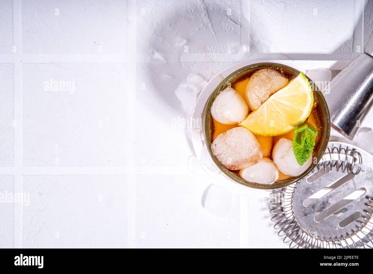 Rum, Lime and Cola Cuba Libre Cocktail. Summer cold Coca Coke drink ...