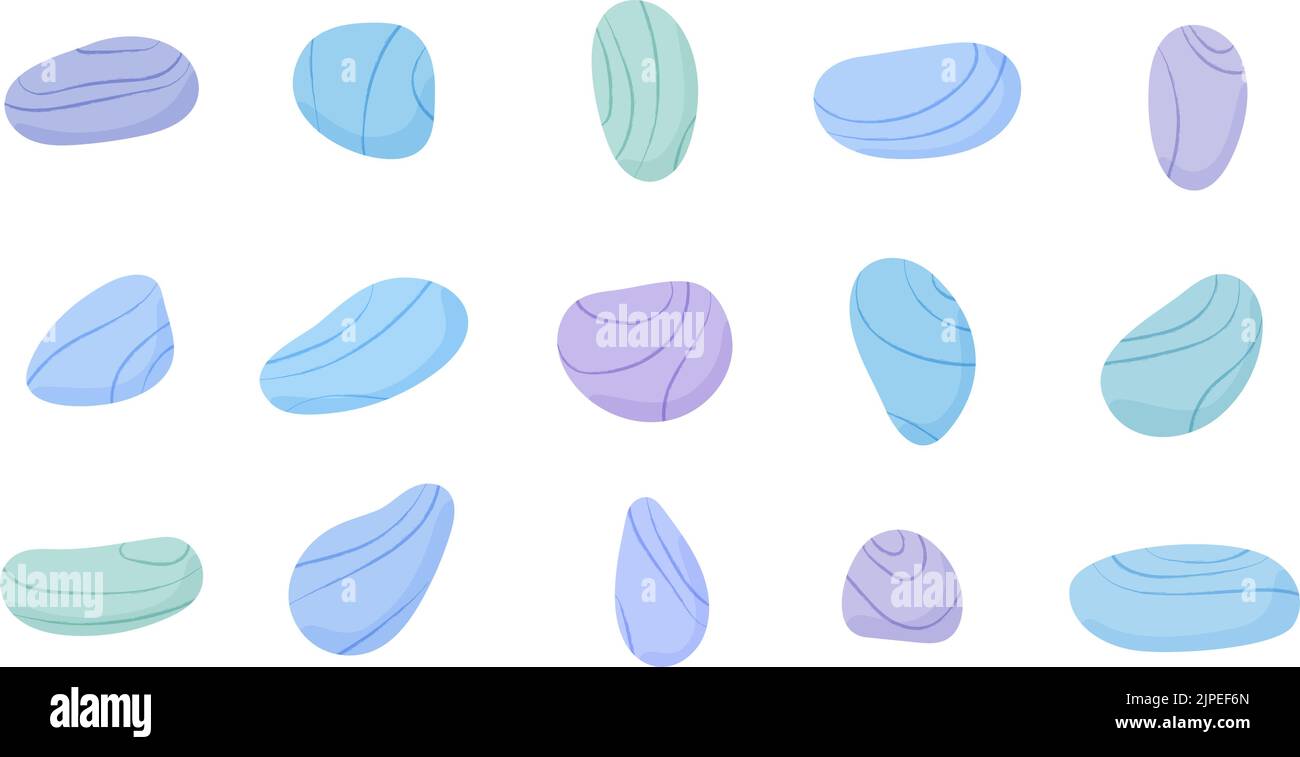 Pebble stones collection. Different beach pebbles shape set. Various ...