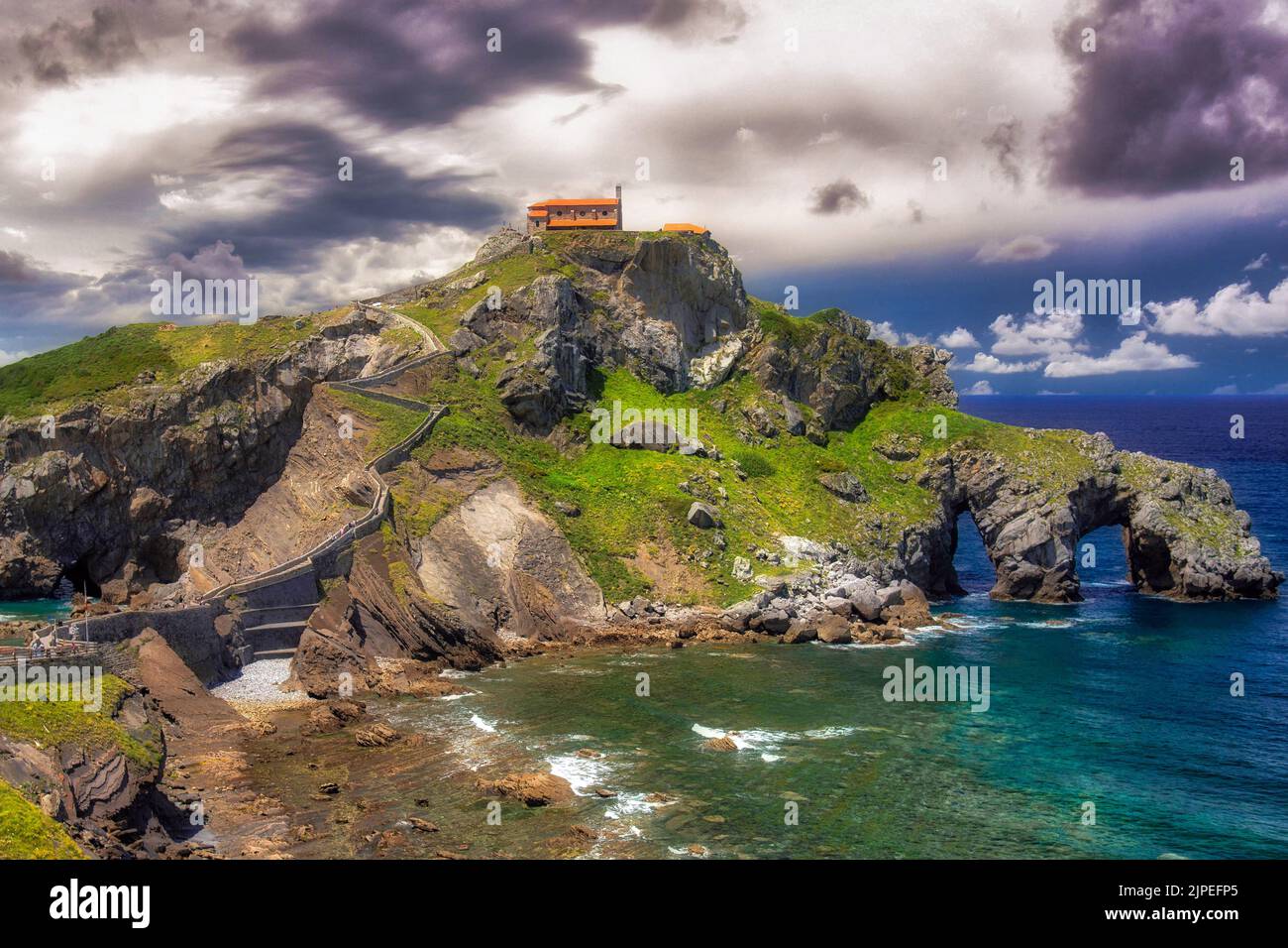 monastery, gaztelugatxe, san juan de gaztelugatxe, monasteries Stock ...