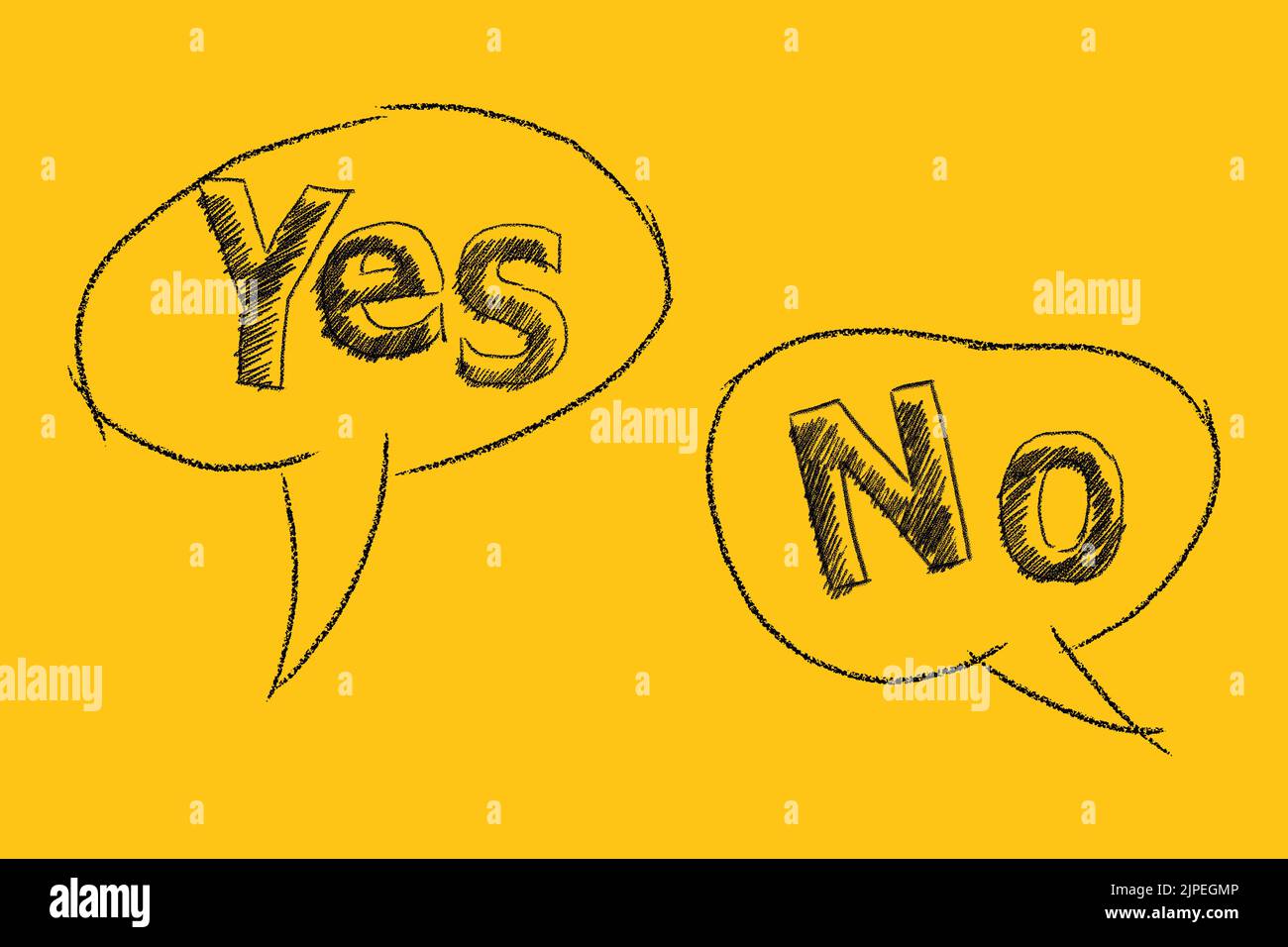 Speech bubbles with YES and NO text written on yellow. Concept of ...