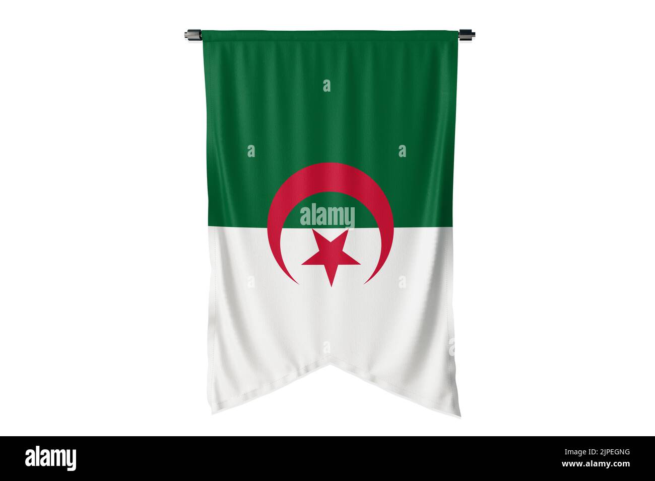 Algeria national flag waving white background.Algeria Flag of the waving national flag with a ...