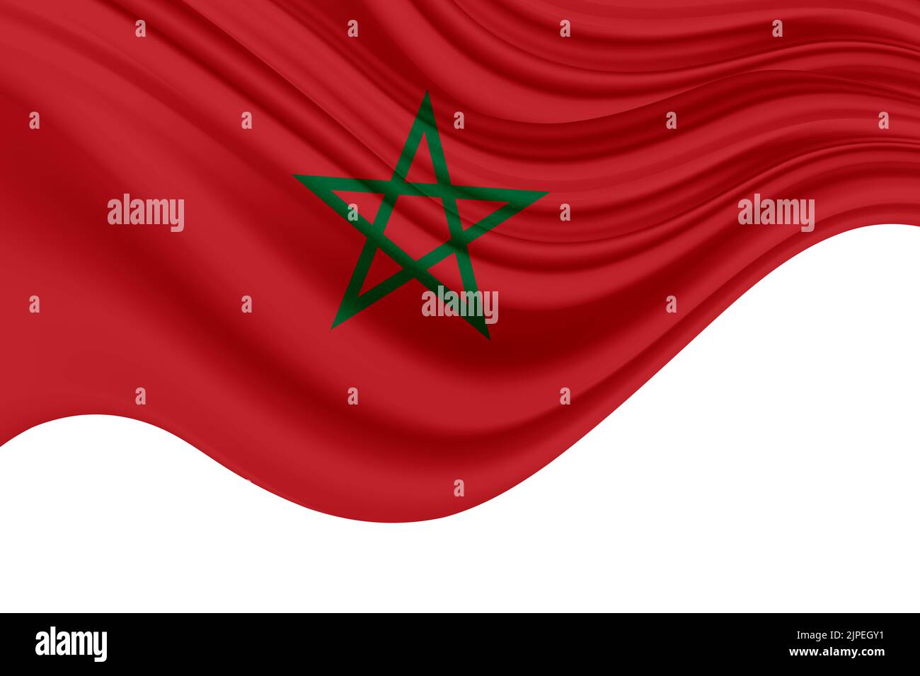 realistic waving fabric flag.Crumpled Fabric Flag of Morocco Intro ...
