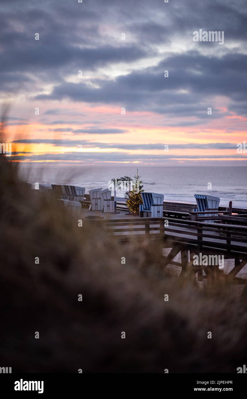 Christmas Tree at the beach next to Red Cliff, Sylt, Germany Stock ...