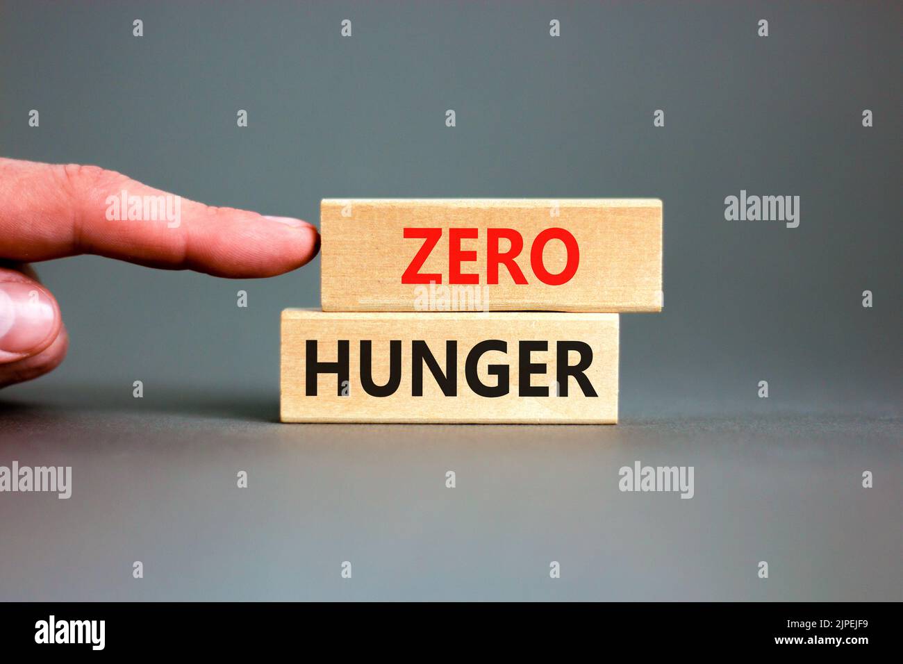 Zero hunger symbol. Concept words Zero hunger on wooden blocks on a ...