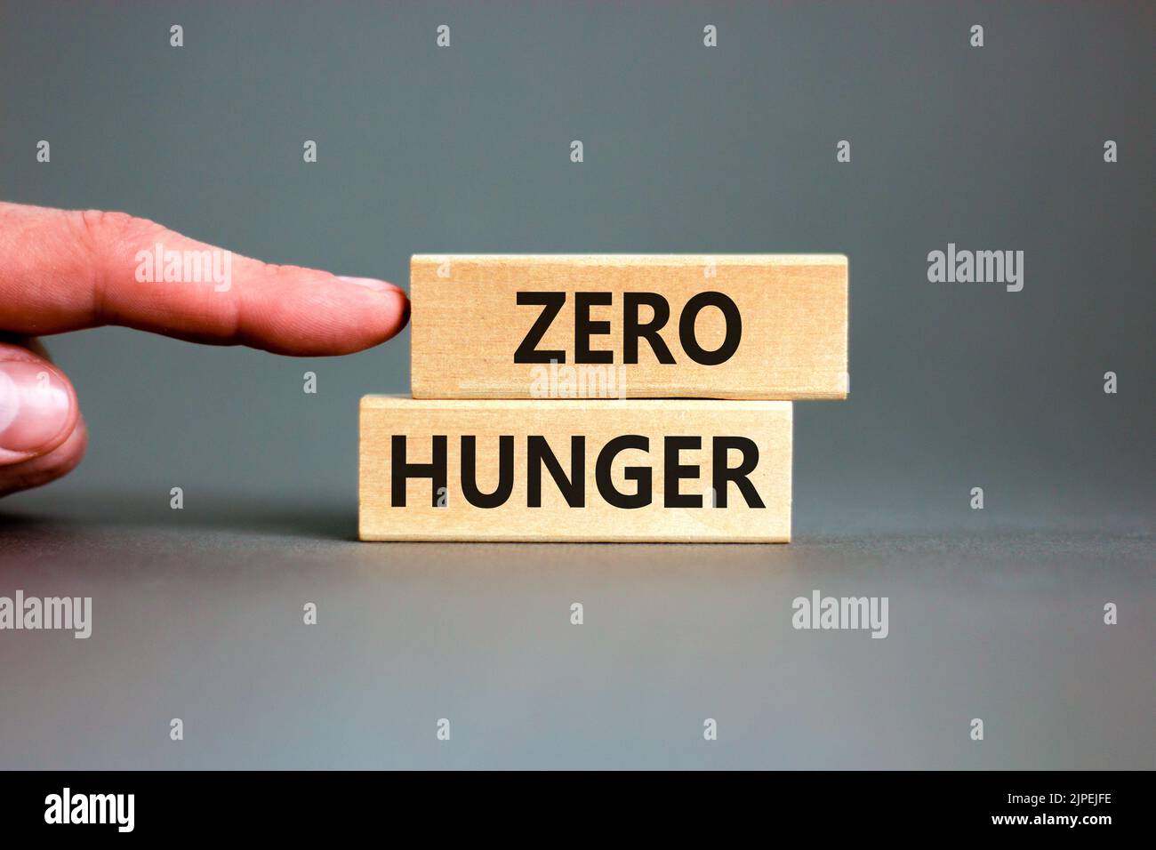 Zero hunger symbol. Concept words Zero hunger on wooden blocks on a ...