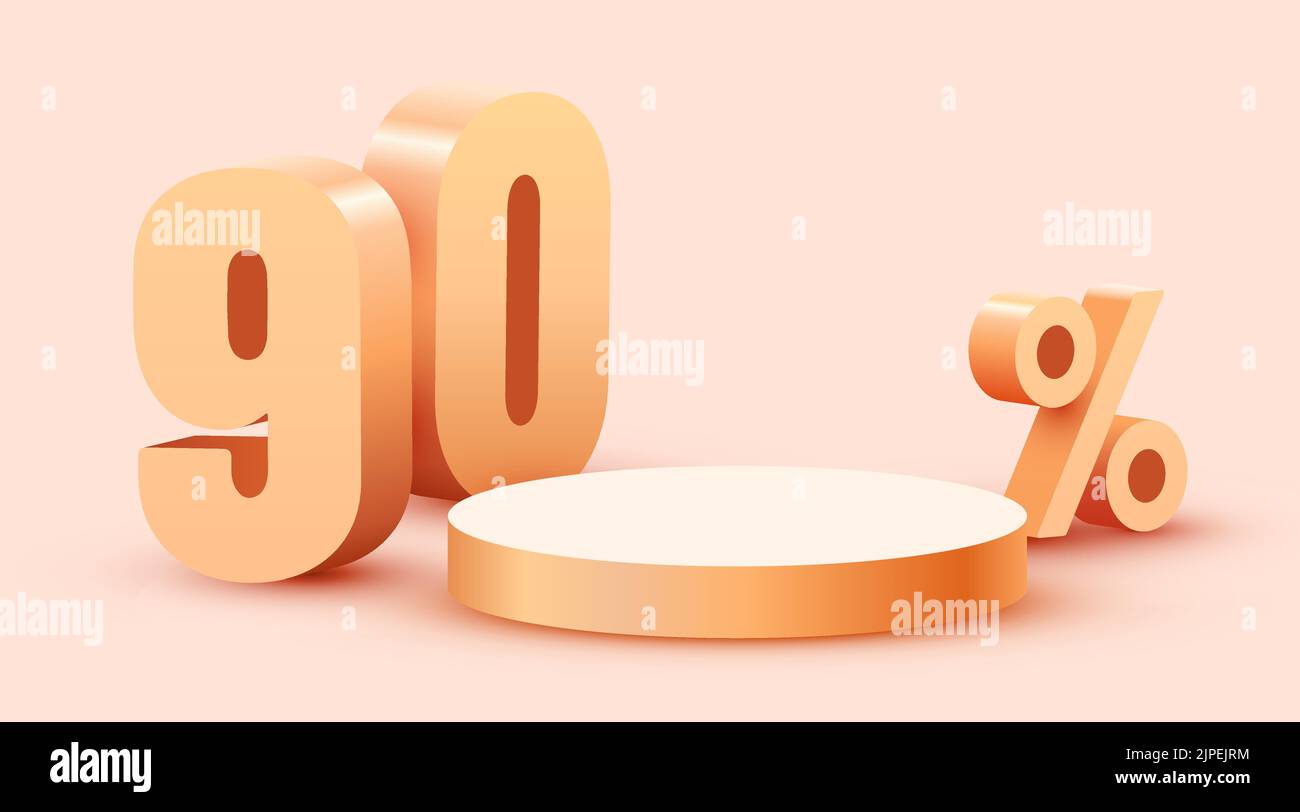 90 percent Off. Discount creative composition. Product presentation ...