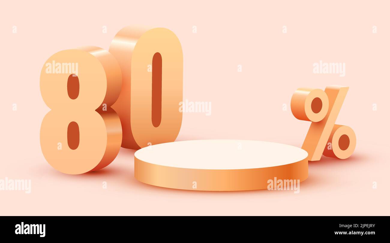 80 percent Off. Discount creative composition. Product presentation ...