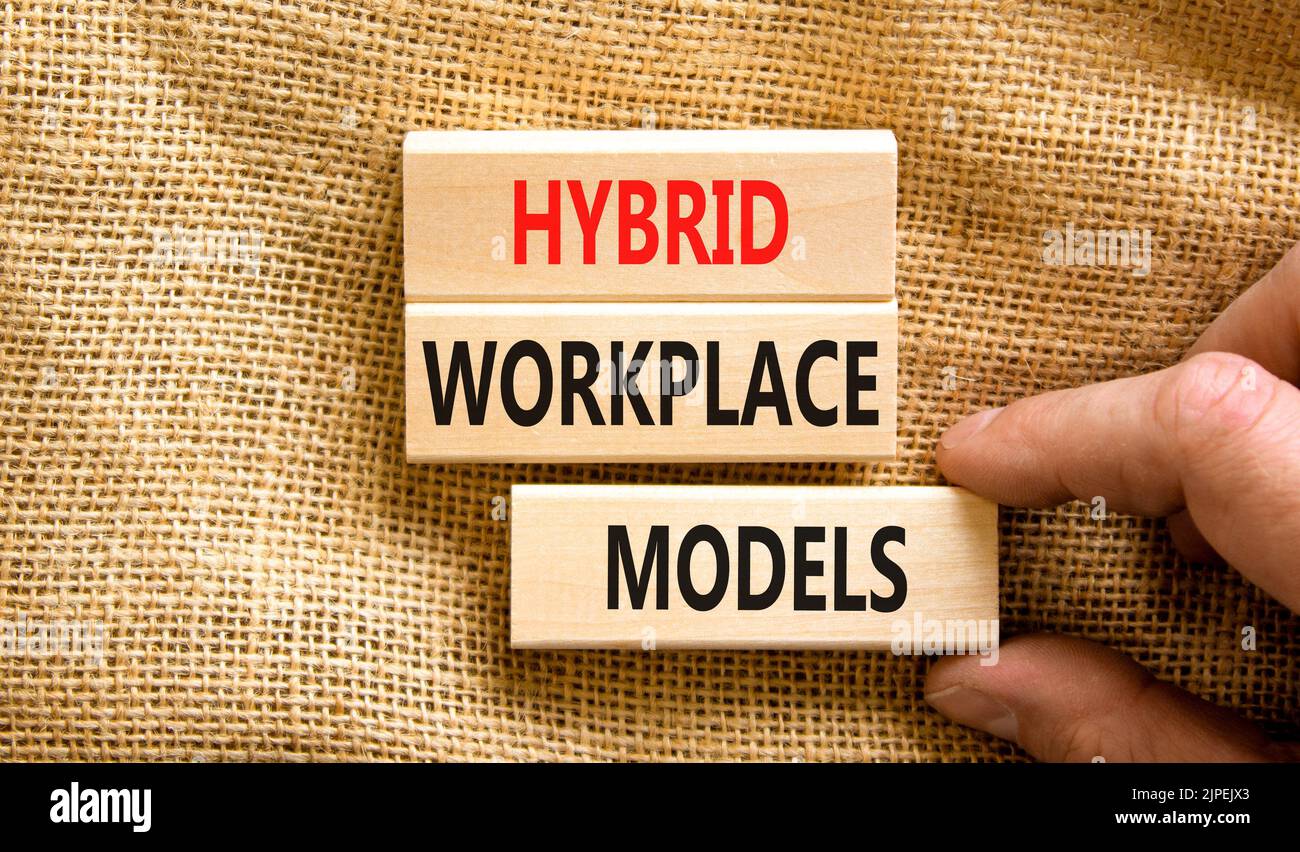 Hybrid workplace models symbol. Concept words Hybrid workplace models ...