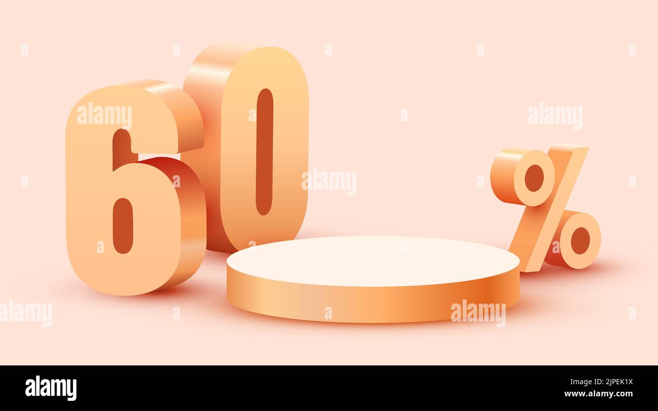 60 percent Off. Discount creative composition. Product presentation ...