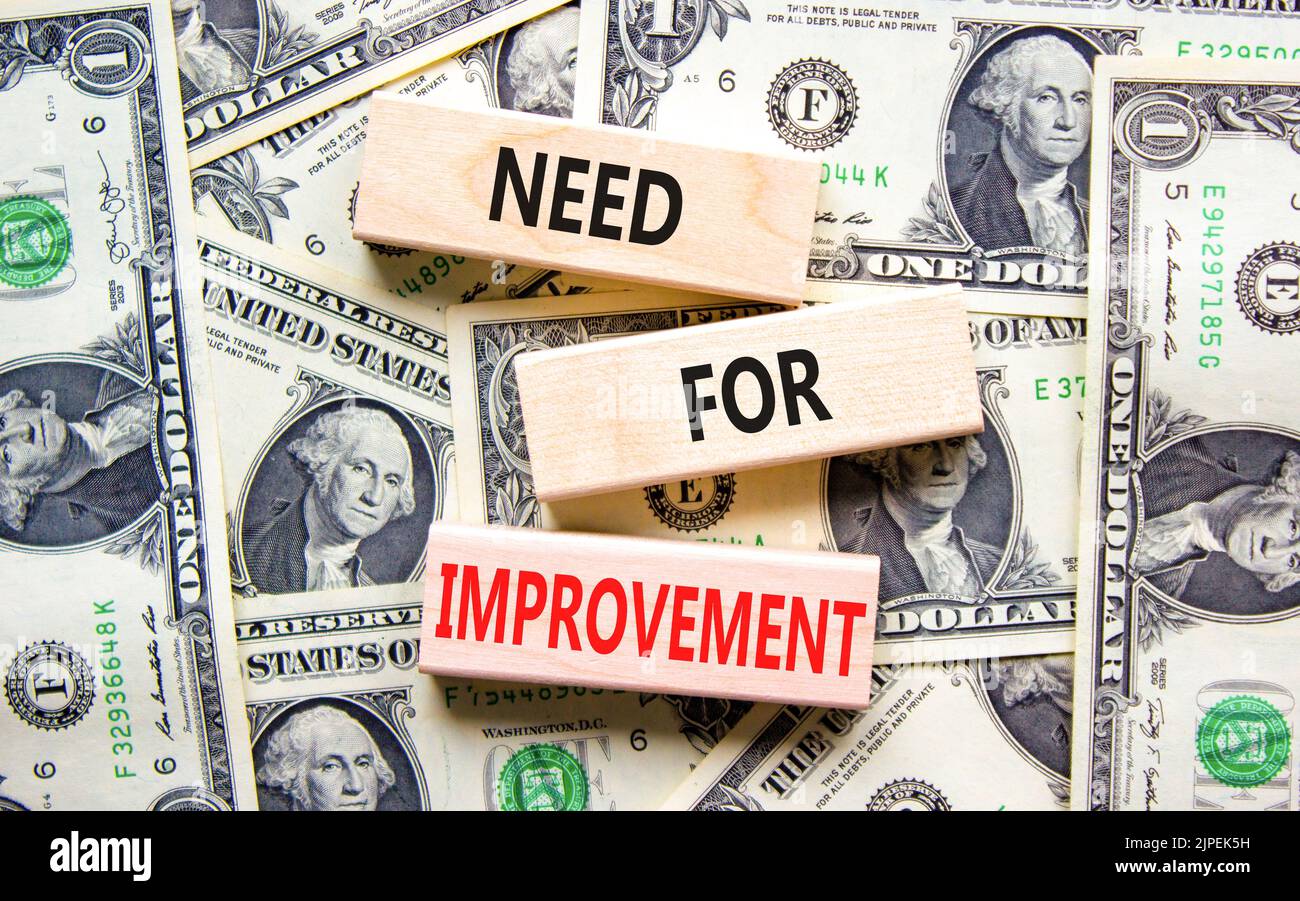Need for improvement and support symbol. Concept words Need for ...