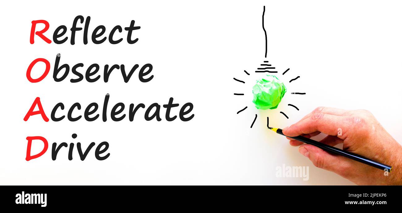 ROAD reflect observe accelerate drive symbol. Concept words ROAD ...