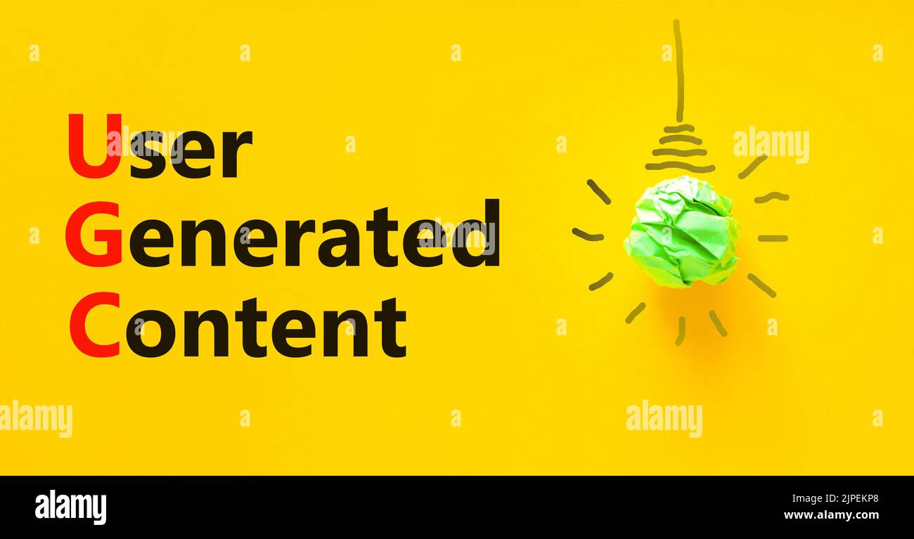 UGC user generated content symbol. Concept words UGC user generated content on a beautiful ...