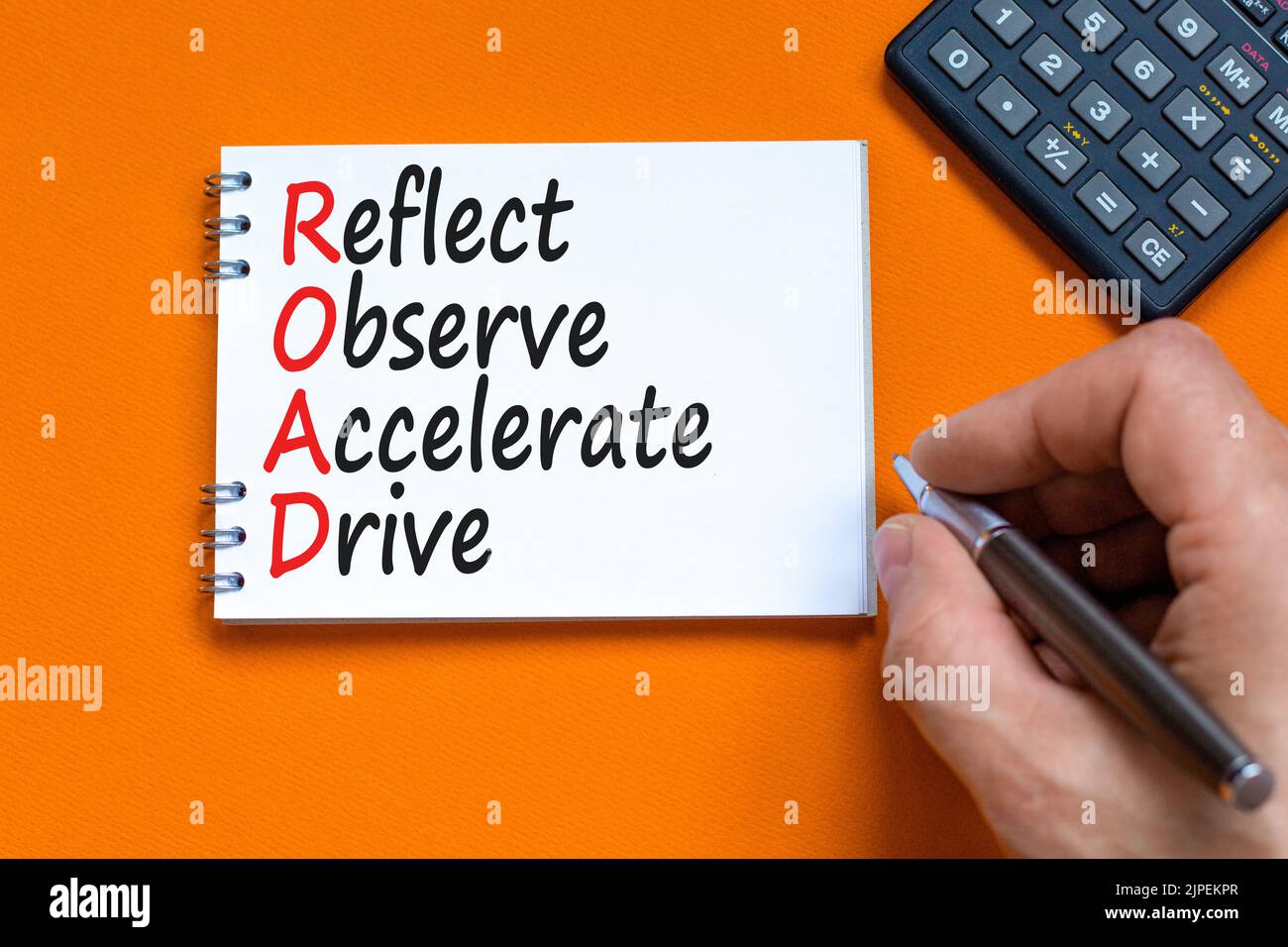 ROAD reflect observe accelerate drive symbol. Concept words ROAD ...