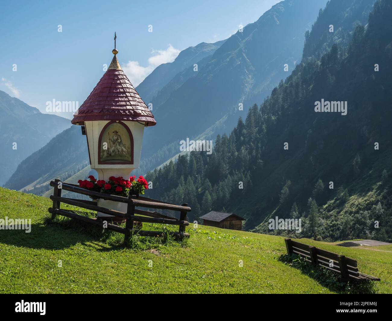 The image is of the roadside shrine at Oberiss not far from the Franz ...