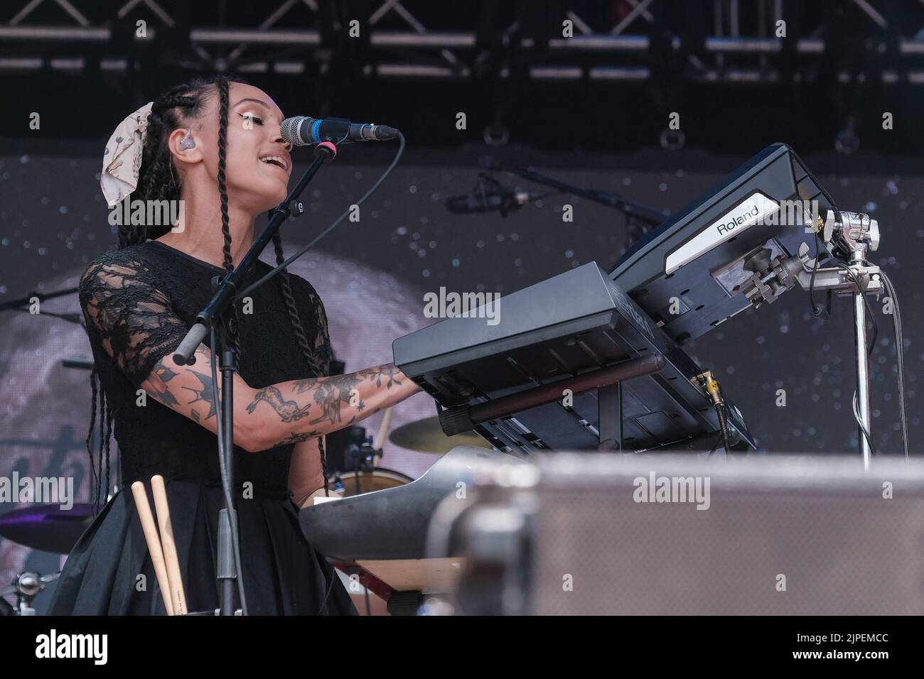 Winchester, UK. 14th Aug, 2022. Marcia Richards, female vocalist, alto ...