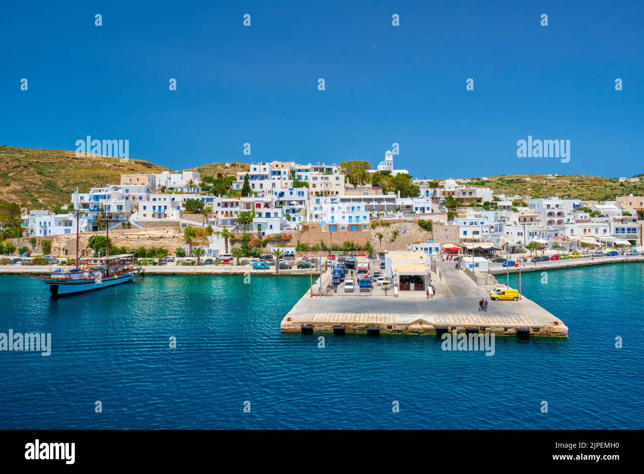 harbor, milos, adamantas, adamas, harbours, port Stock Photo - Alamy