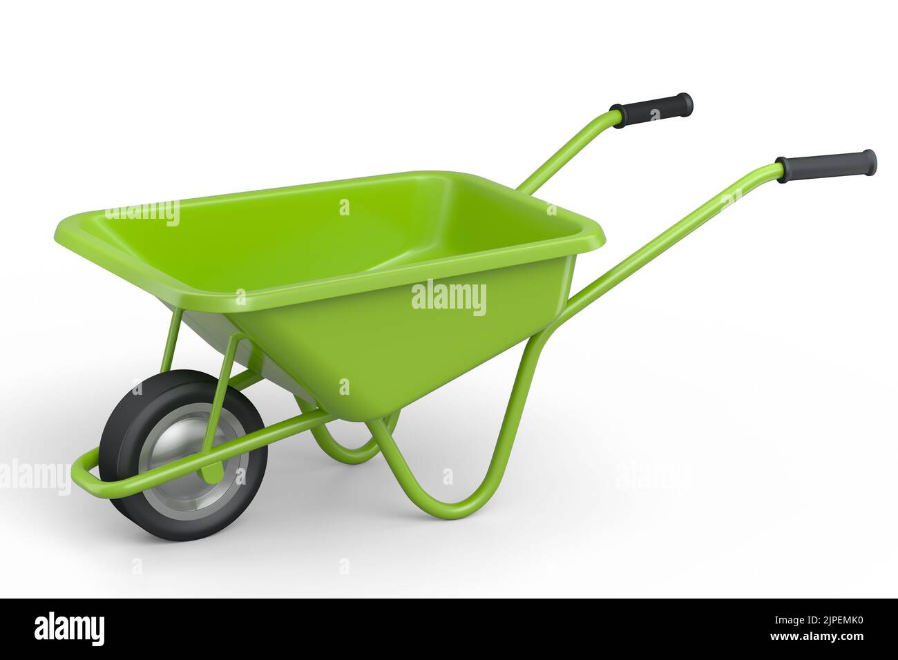 Garden wheelbarrow isolated on white background. Handcart or cart with ...