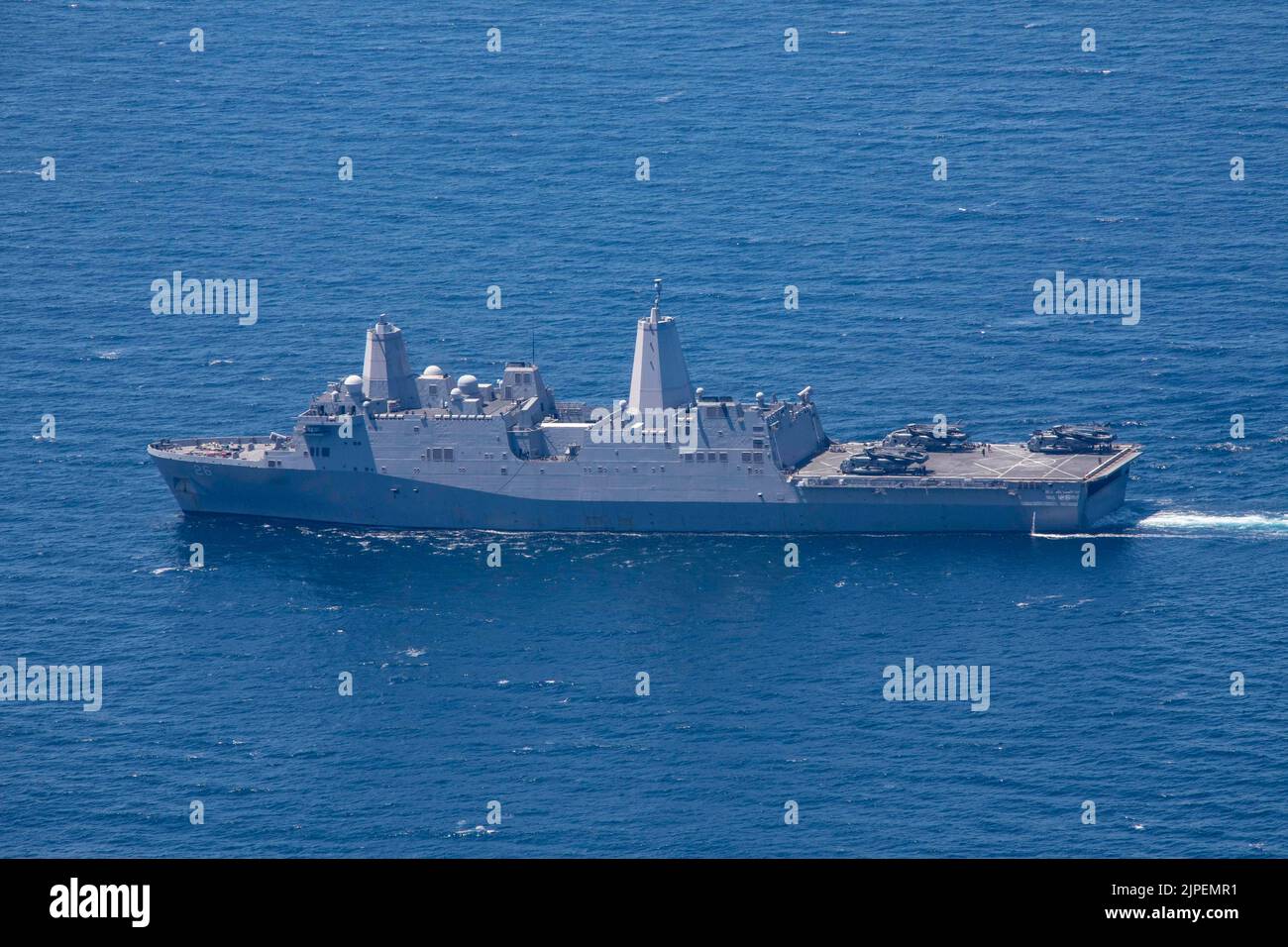 Pacific Ocean. 11th Aug, 2022. Amphibious transport dock ship USS John ...