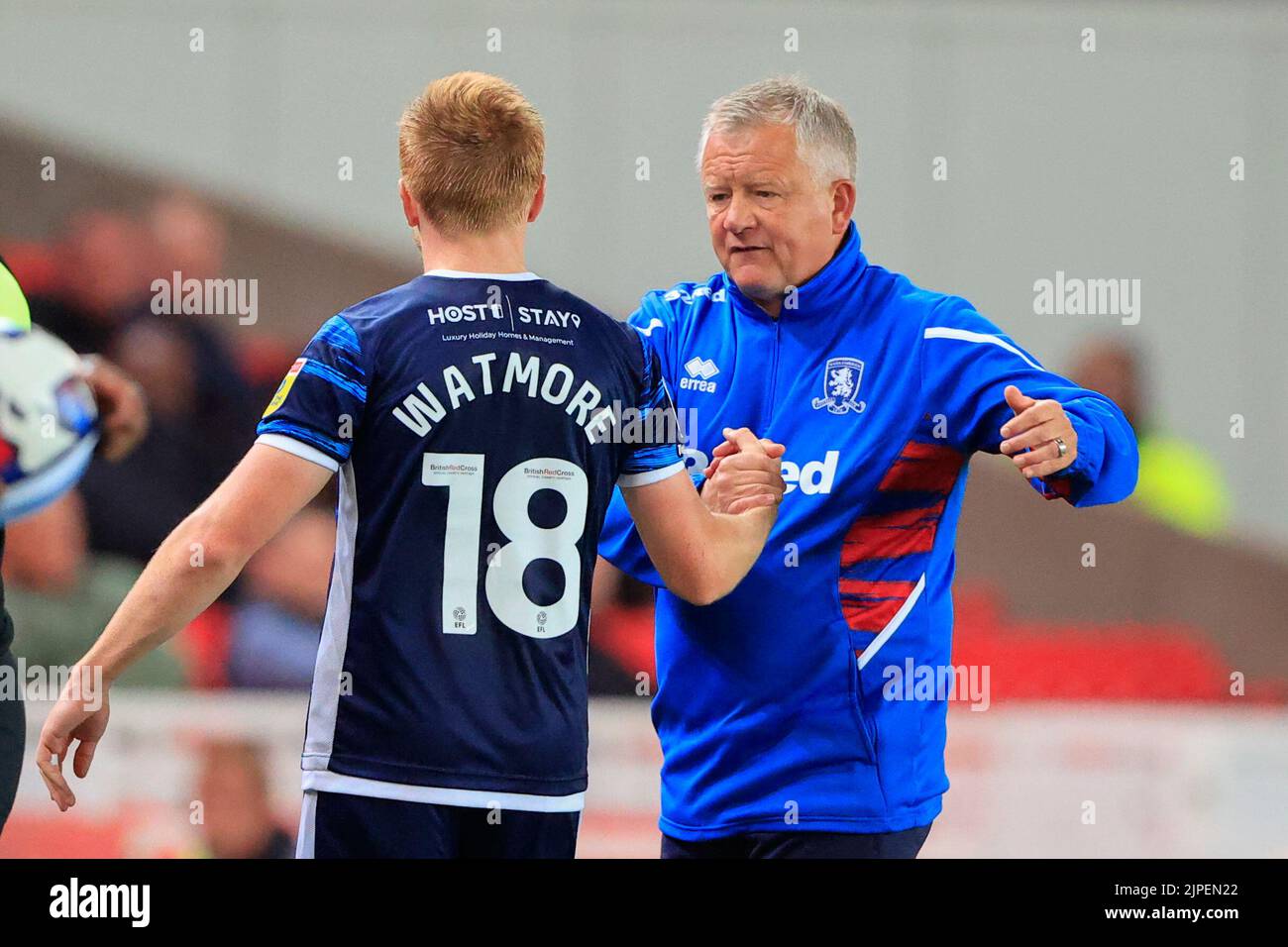 Chris Wilder the Middlesbrough manager embraces Duncan Watmore #18 of ...